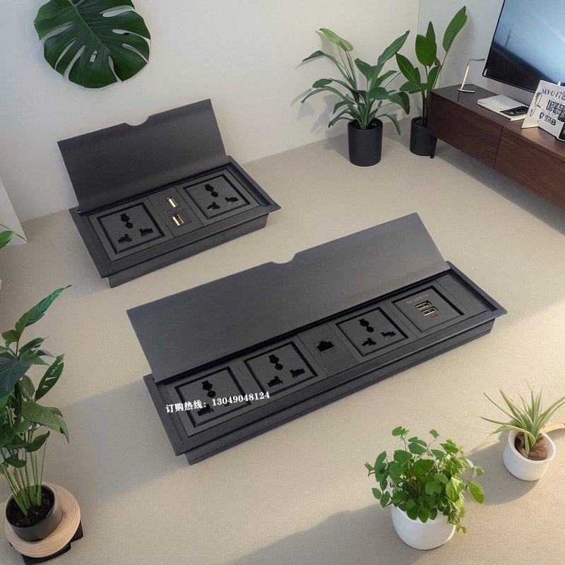 Multimedia desktop socket embedded flip meeting table desk board wiring ...