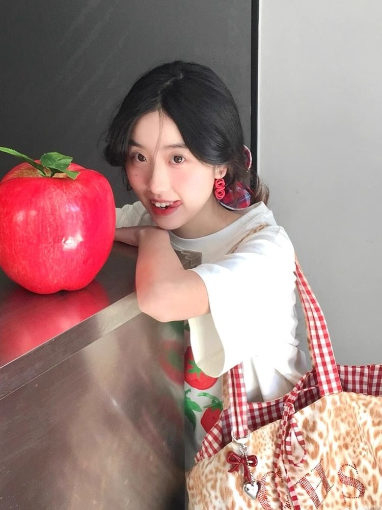 YLJZZ Korean fun cartoon tomato printed short-sleeved T-shirt for women ...