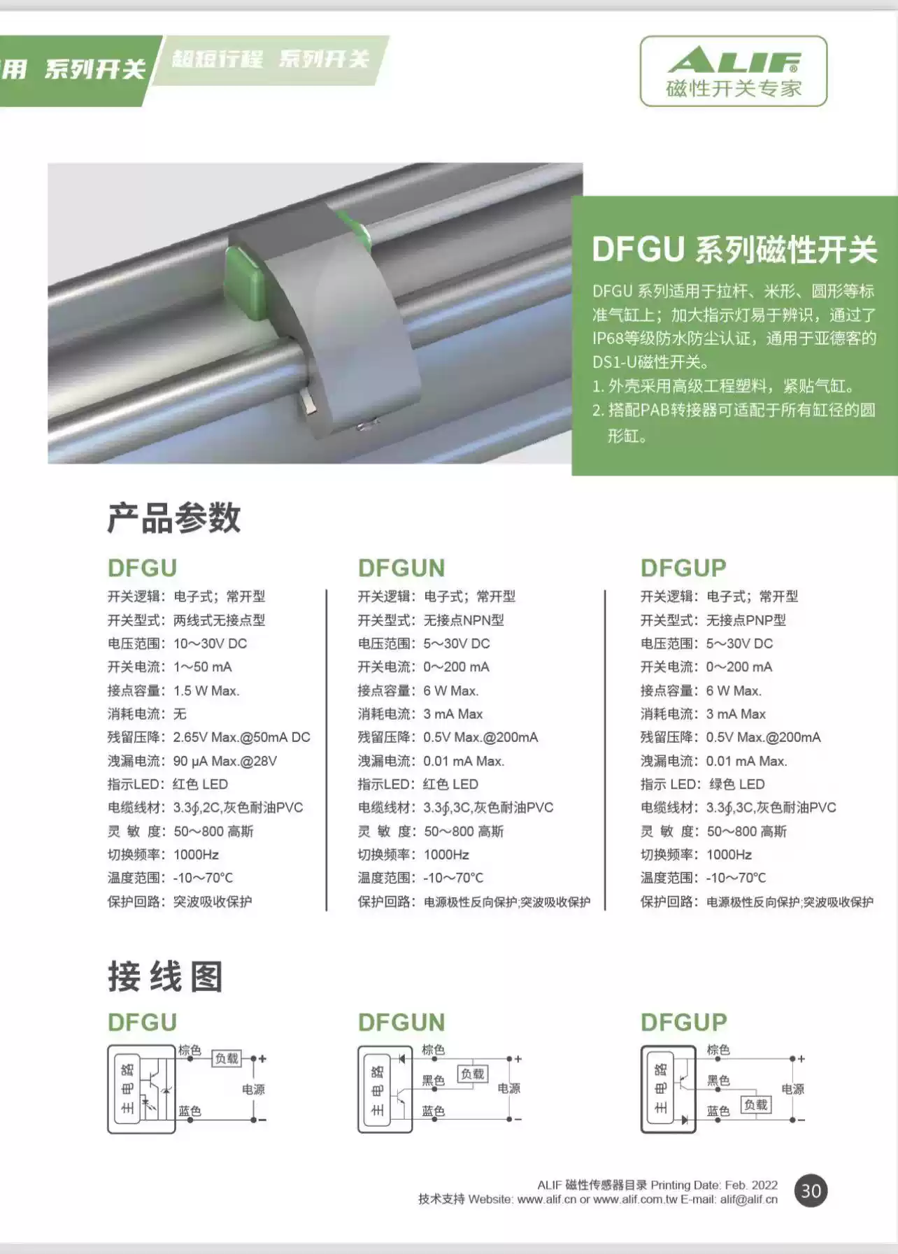 ALIF爱里富磁性开关传感器DFGJ/DFGG/DFGH/DFGE/DFGU/DFGM感应线