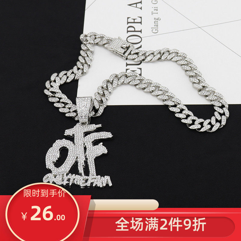 European and American Fashion Diamond Shiny OTF Letter Cuban Necklace ...