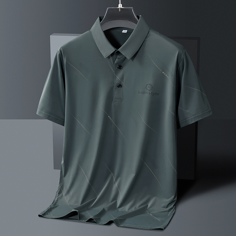 夏季新款中老年冰絲珠地短袖POLO衫男爸爸裝透氣高品質翻領POLO-Taobao