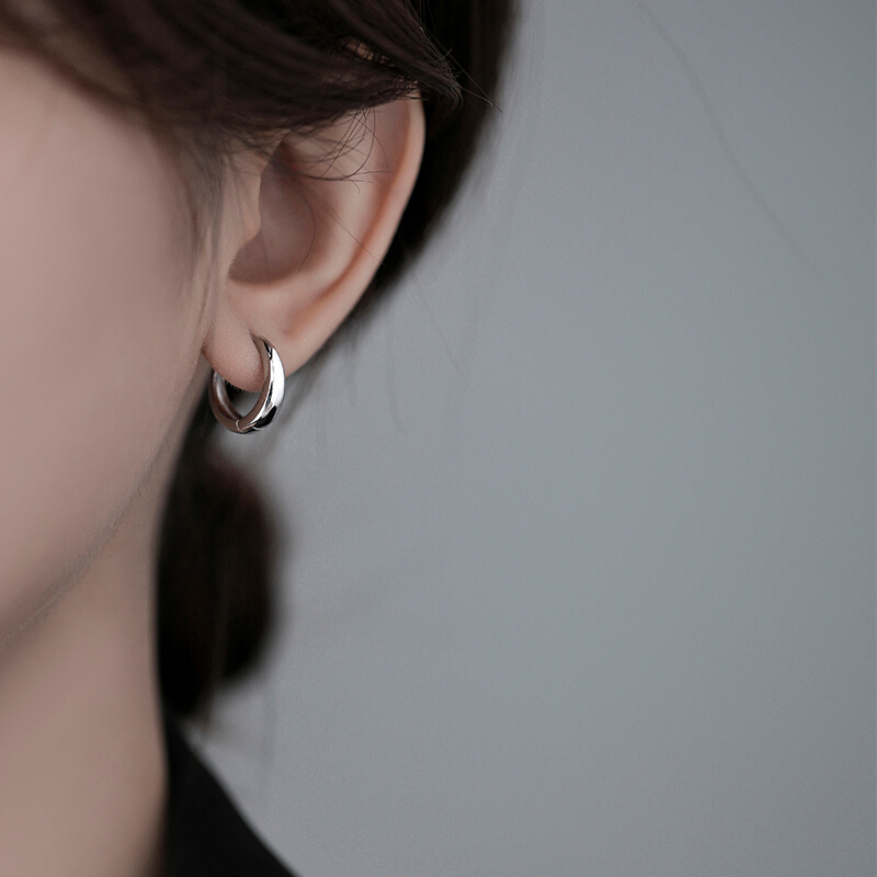 法国【设计师】Nickarl 素圈耳圈女耳环925纯银简约气质耳扣纯银-Taobao
