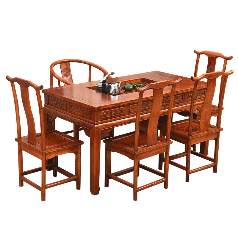 [USD 675.71] Solid Wood Tea Table and Chairs Combination Oak Kung Fu ...
