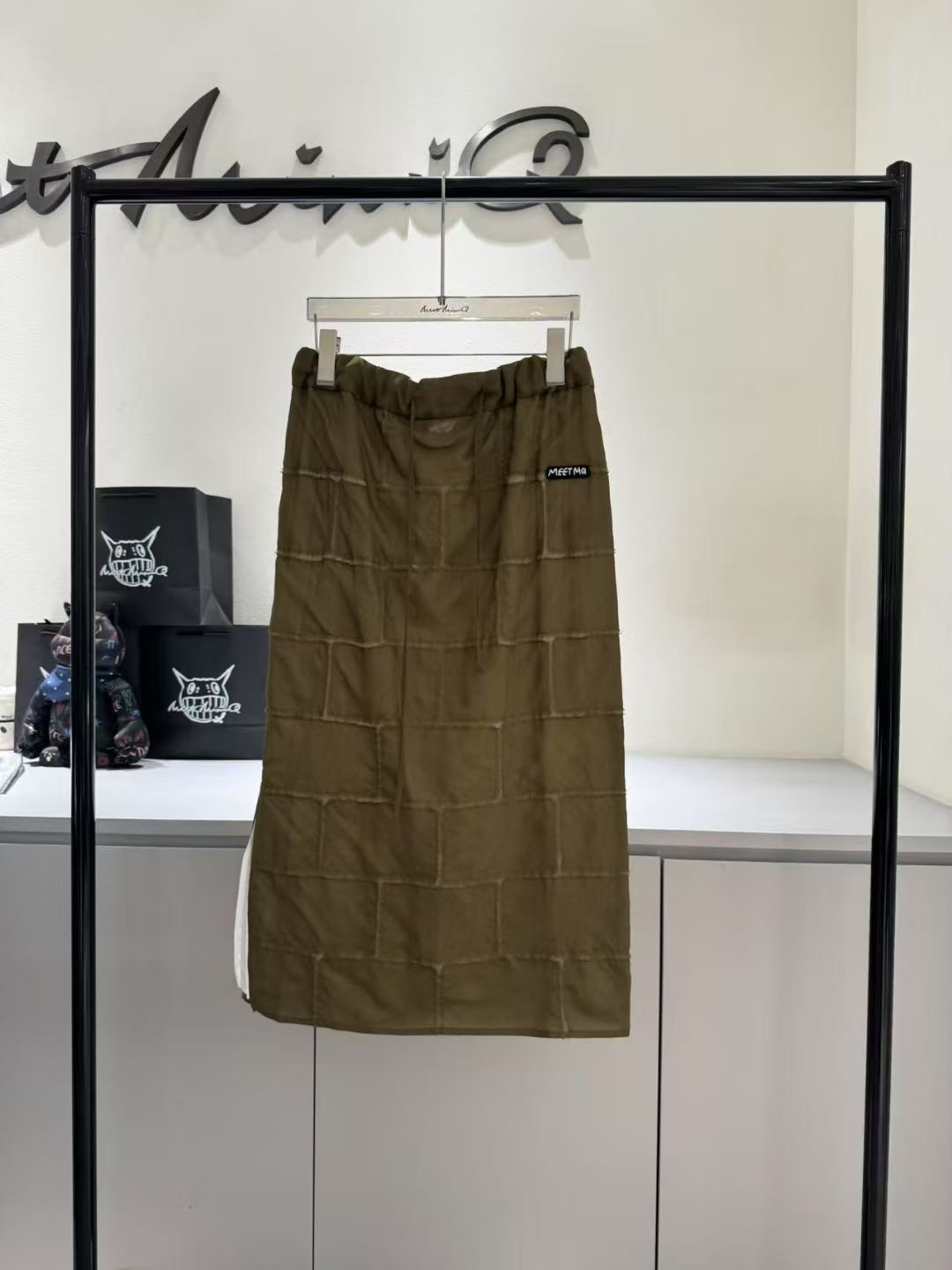 Meet mimiq 专柜正品25夏新品复古格纹拼接宽松百搭半身裙