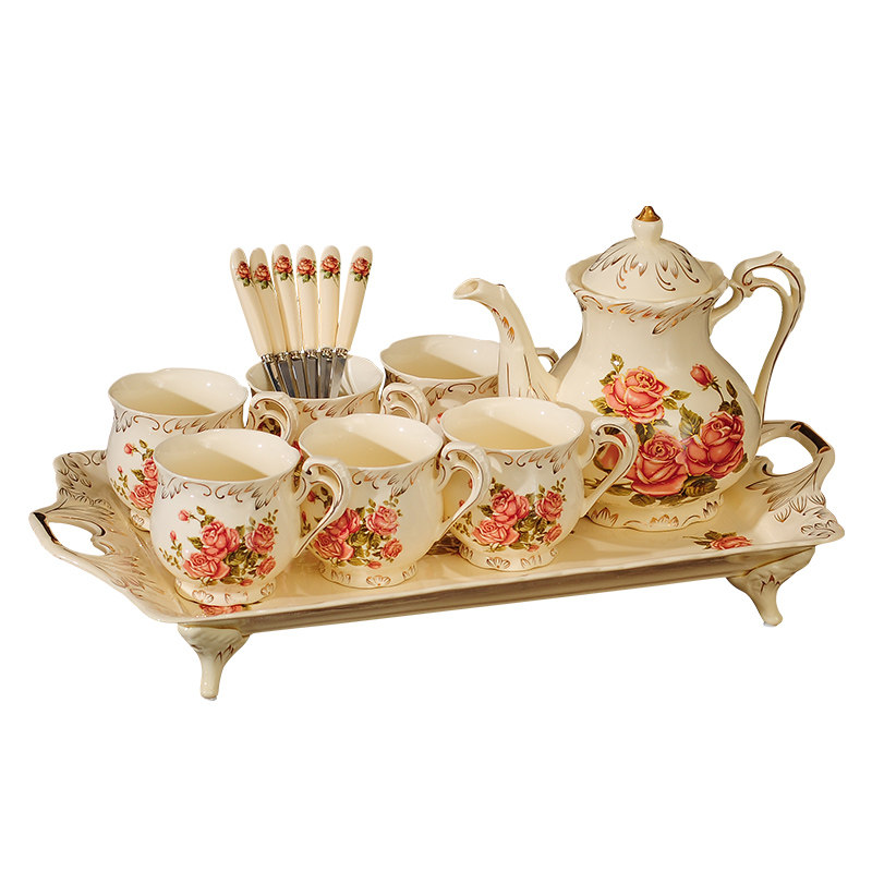 European tea set with tray home ceramic teapot English afternoon tea ...