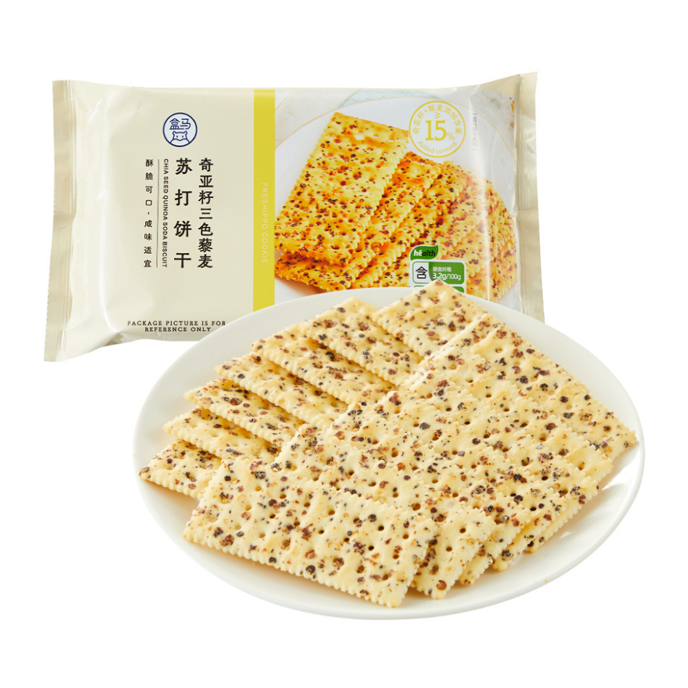盒马 奇亚籽三色藜麦苏打饼干 228g