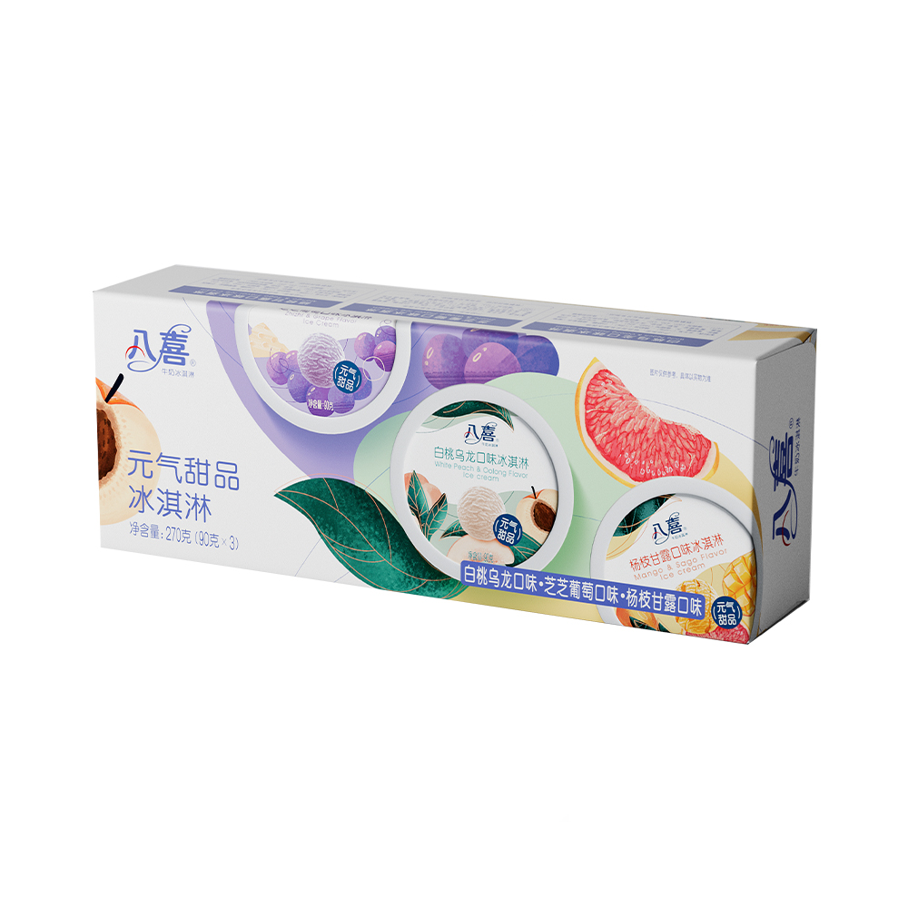 八喜 元气甜品冰淇淋(白桃乌龙+芝芝葡萄+杨枝甘露) 90g*3-Taobao