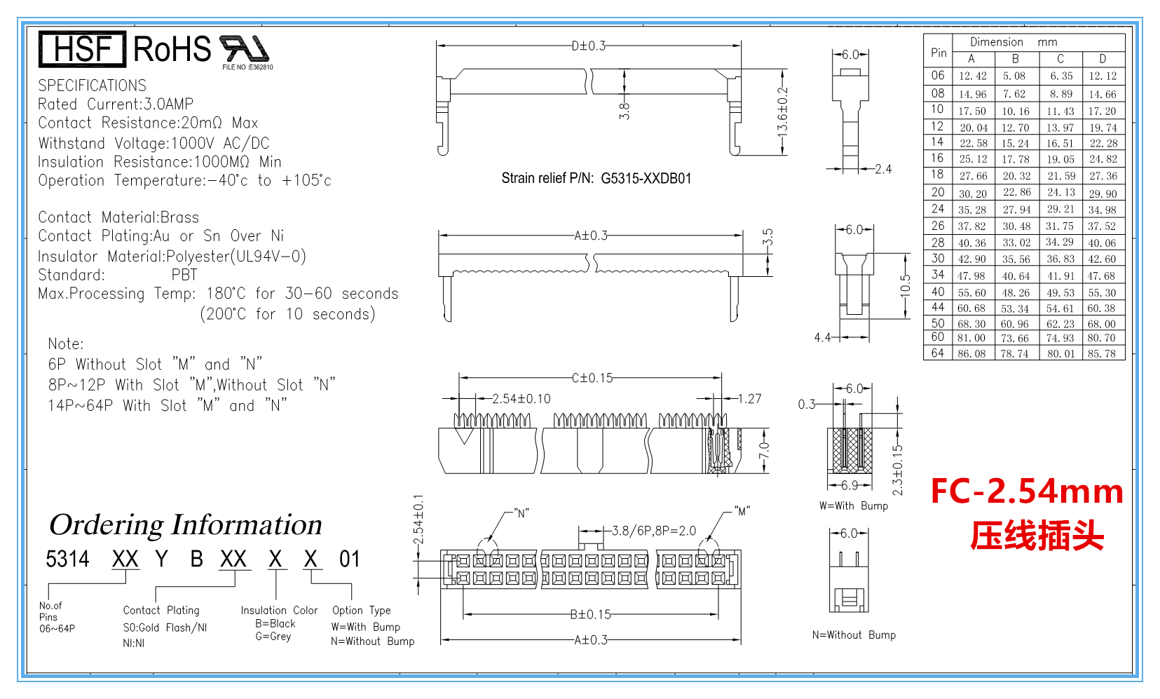 2.54mm间距 压线式DC3+FC-14p 带耳简易牛角插座 IDC排线插头整套-阿里巴巴