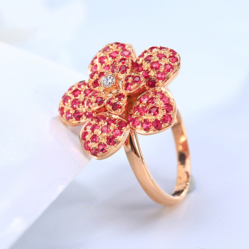 Shanhe Jewelry natural small ruby ring for women 18K gold inlaid with ...