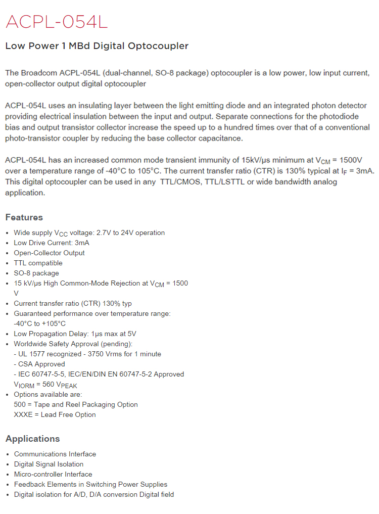 原装正品 ACPL-054L-500E SOIC-8 低功耗 1MBd 数字光电耦合器-阿里巴巴