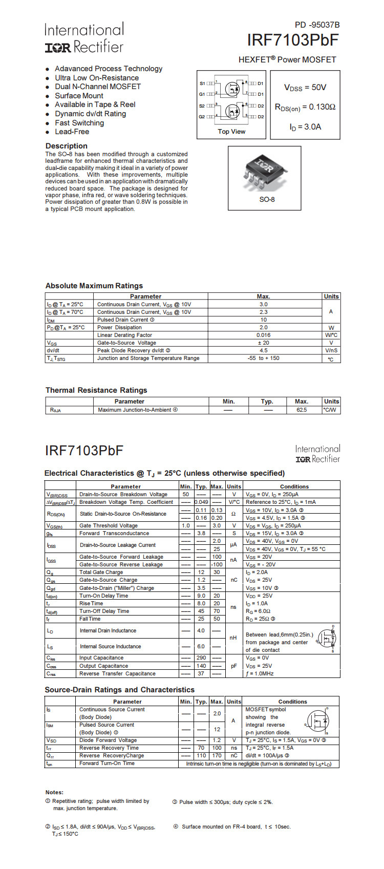 原装 IRF7103TRPBF SOIC-8 N沟道 50V/3A 贴片MOSFET-阿里巴巴
