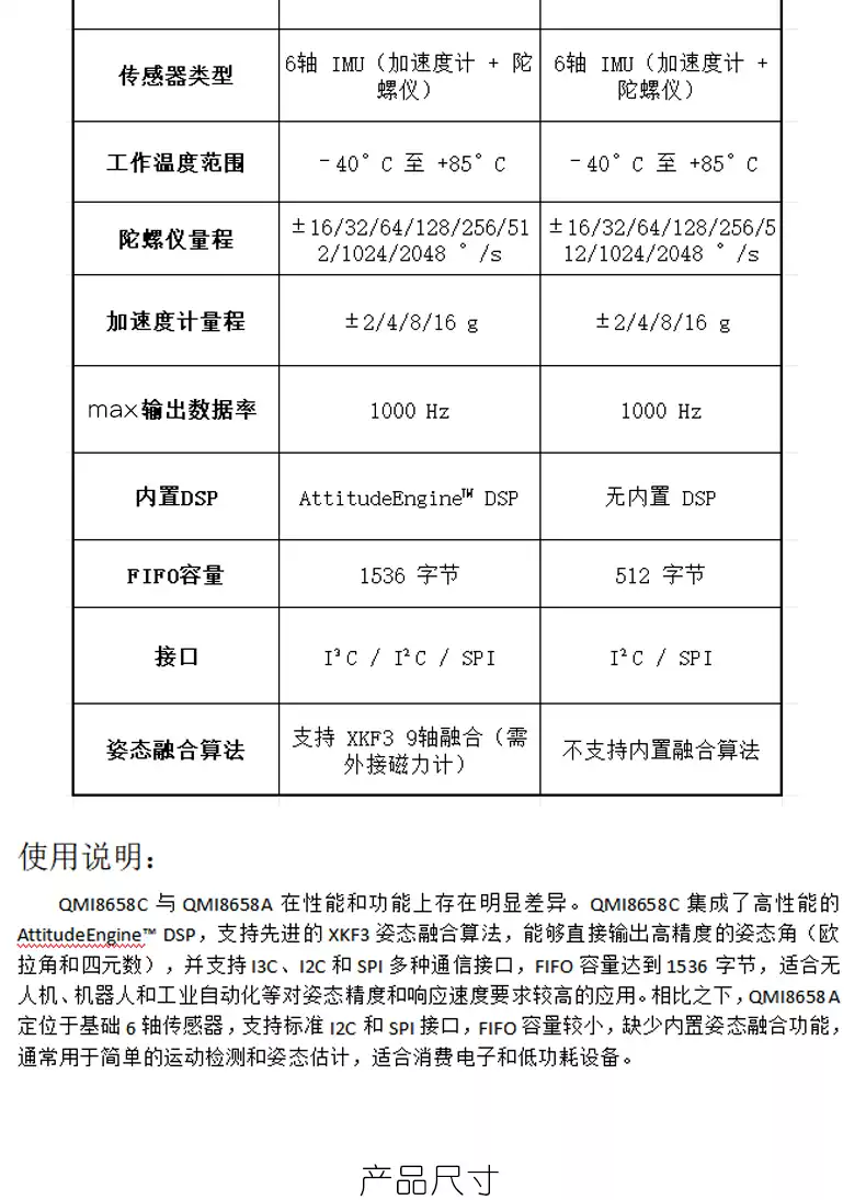 QMI8658A/QMI8658C感測器模塊 六軸運動感測器3軸陀螺儀/加速度計