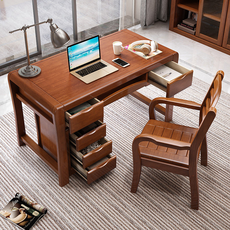Fan Yi solid wood desk home computer desk modern new Chinese style desk ...