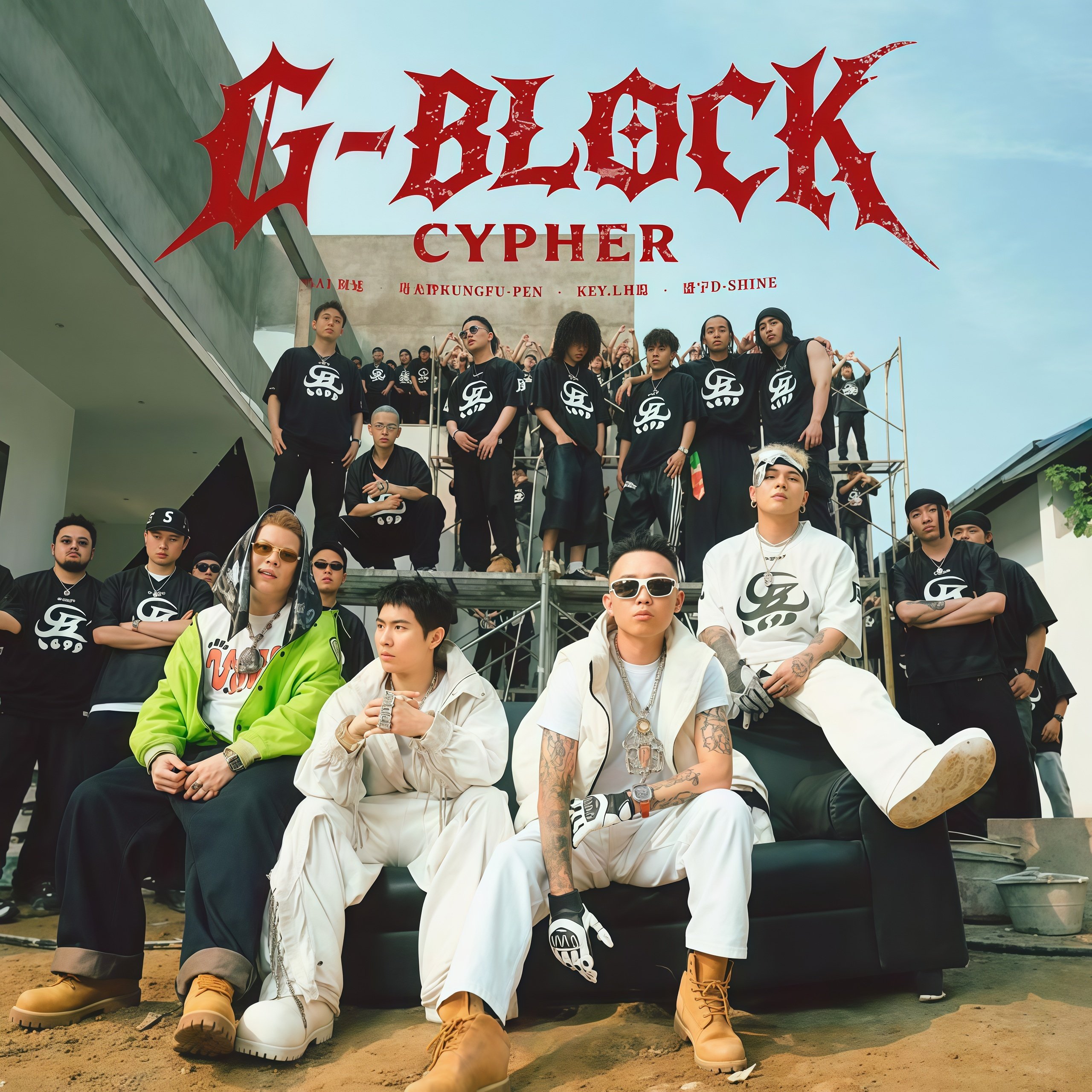 GBLOCK联名CYPHER短袖T恤 夏季创意印花纯棉宽松团服T恤