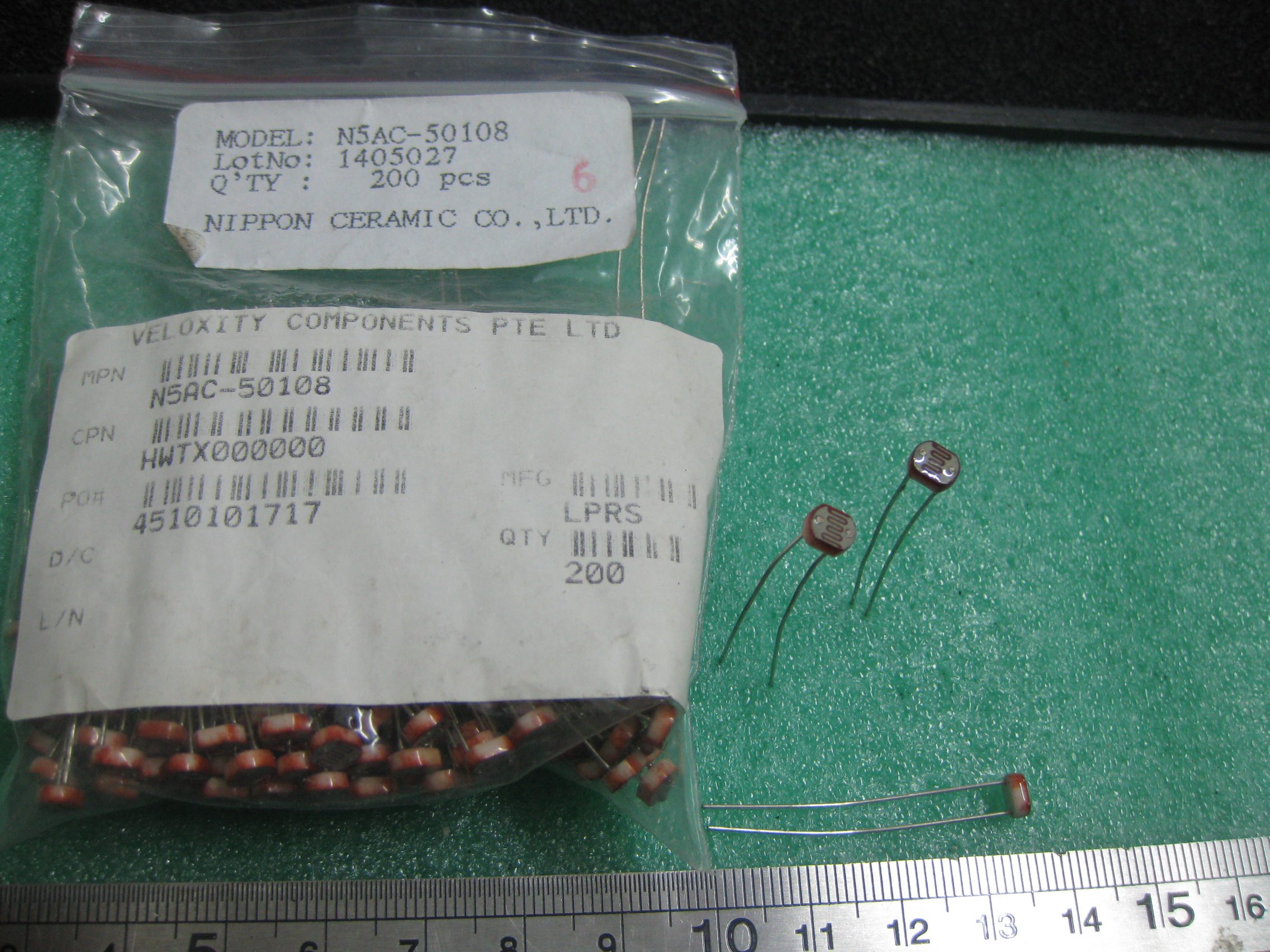 N5AC-50108 NG系列光敏电阻 LDR, 5 Mohm, 50 mW, 100 V