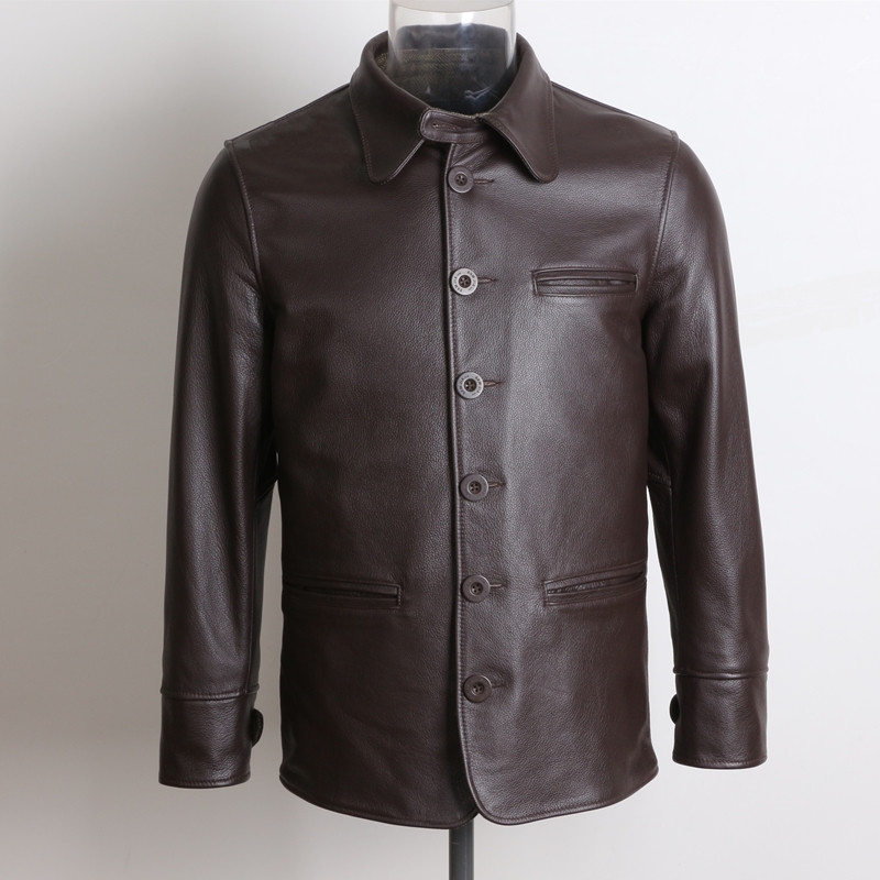 Cabbage Price Picking Leaks New Brakeman Cowhide Coat Genuine Leather ...