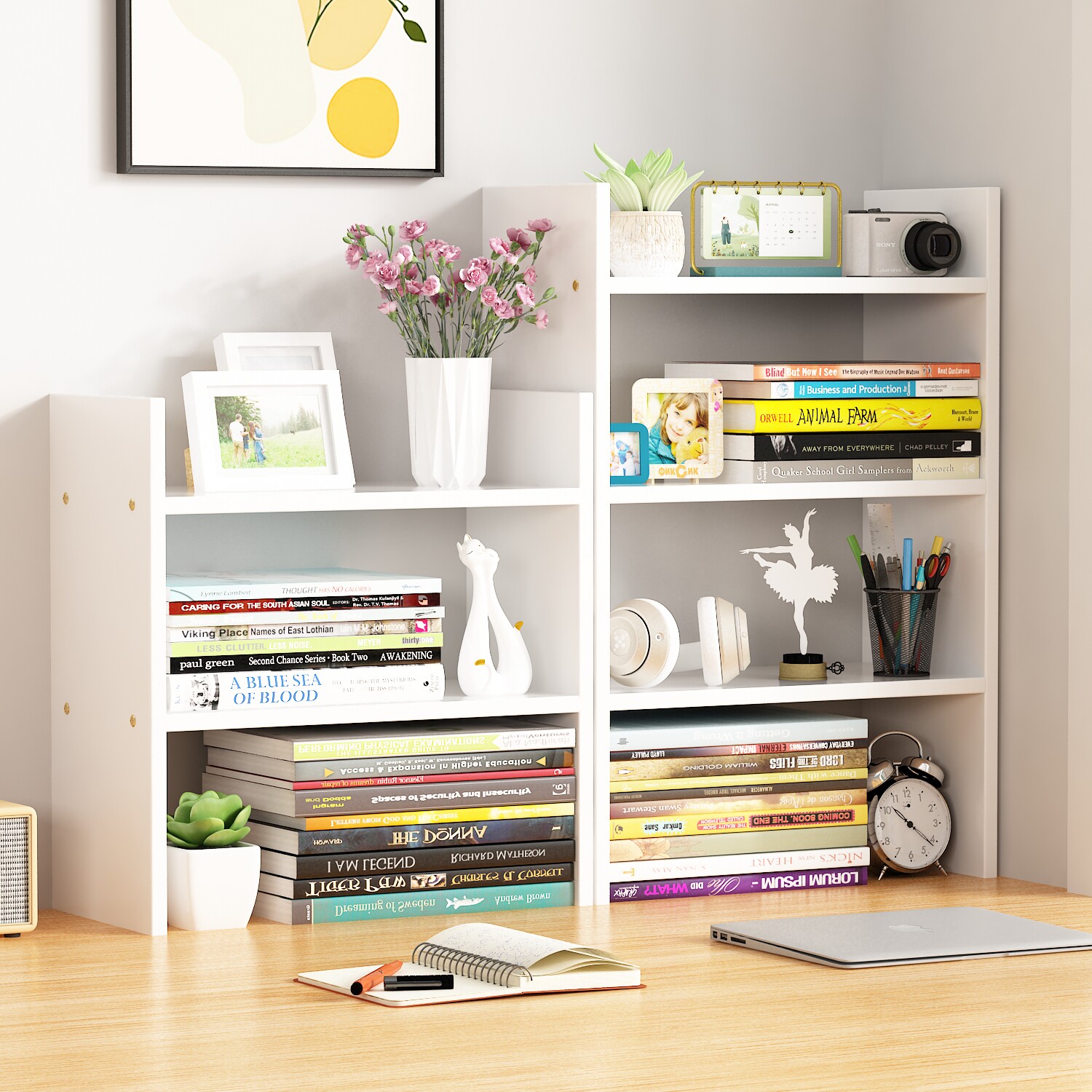 桌面小书架多层置物架：解锁办公桌新姿势，告别凌乱桌面-红木书柜-淘宝百科网