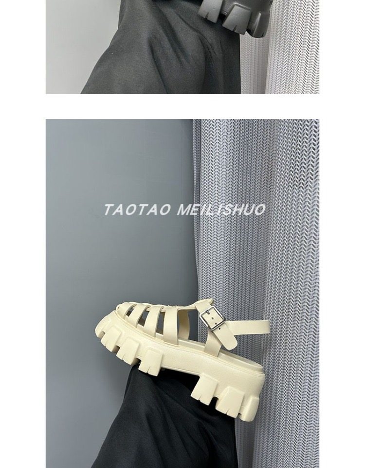 Very steady! New color ~ ~ triangle buckle sandals thick bottom ...