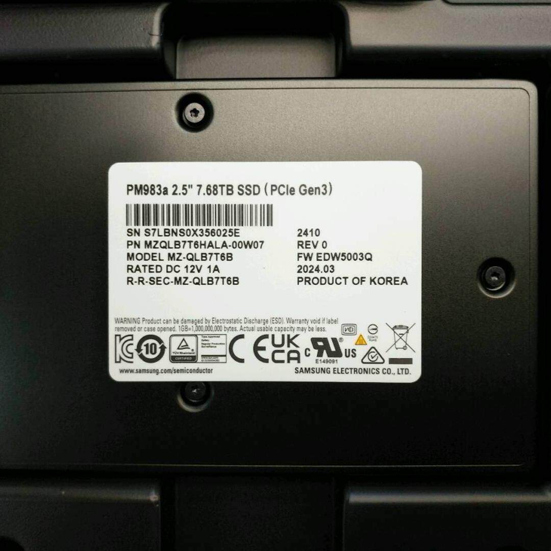 Samsung/三星PM983a 7.68T NVME 3.0 企业级SSD固态U.2硬盘服务器