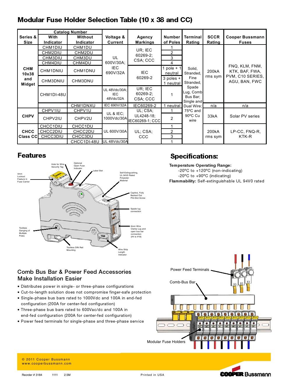 EATON伊顿BUSSMANN保险丝座CHCC1DIU带灯CLASS CC熔断器600V30A1P-阿里巴巴
