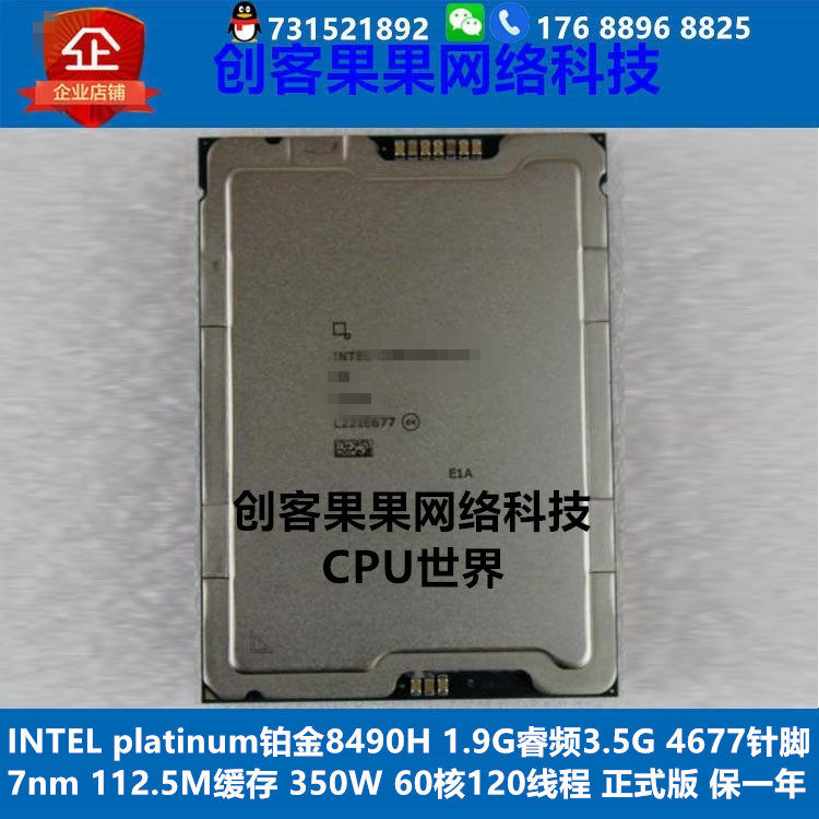 Intel platinum铂金8490H正式版 60核1.9G 支持4路 8路 服务器CPU