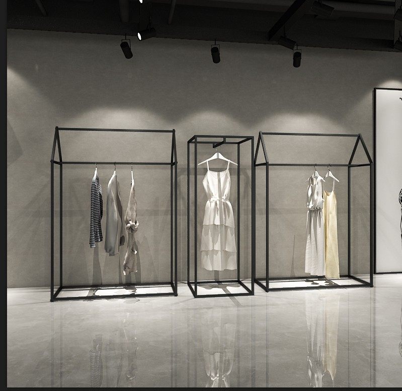 铁艺服装店展示架落地式女装挂衣架子正挂侧挂衣服货架简易展示台-阿里巴巴