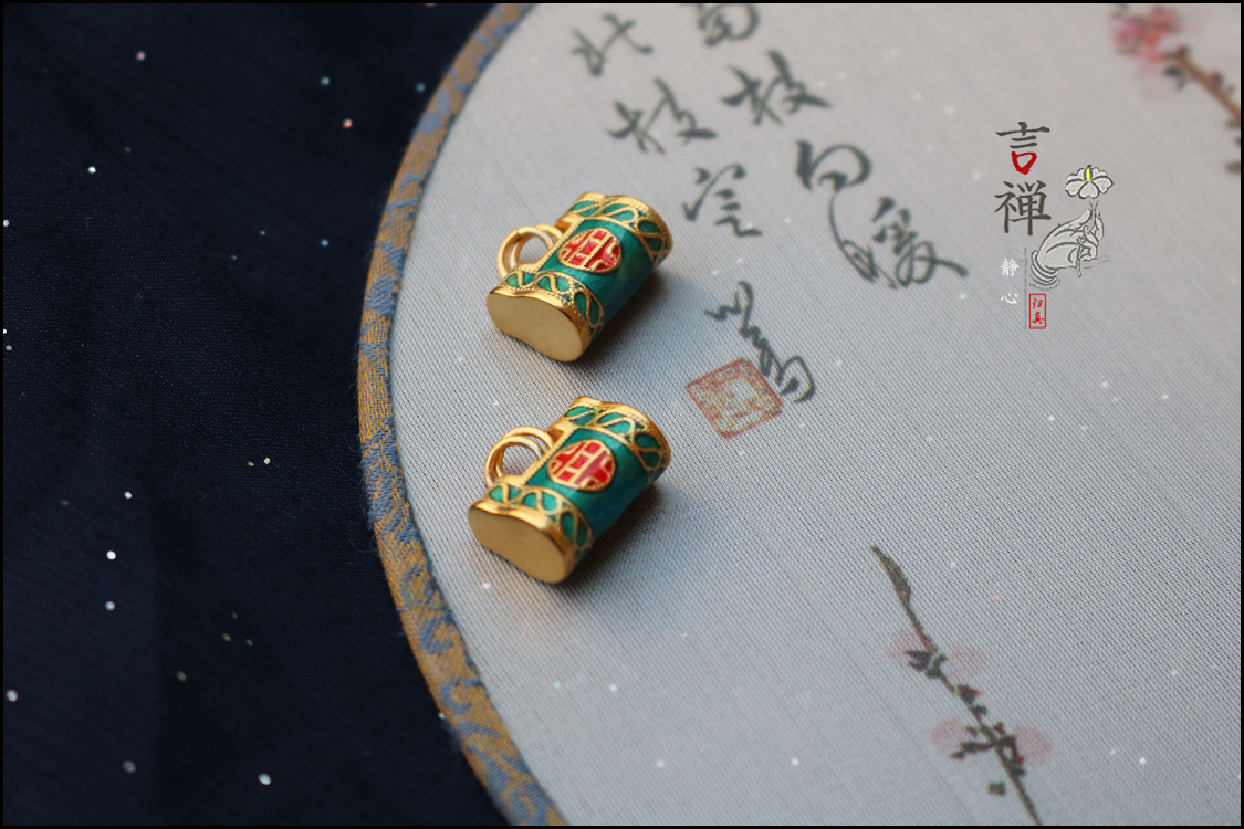 印度古法老金仿999足金 景泰蓝保色烧蓝珐琅吊坠 diy饰品配件手链-Taobao Singapore