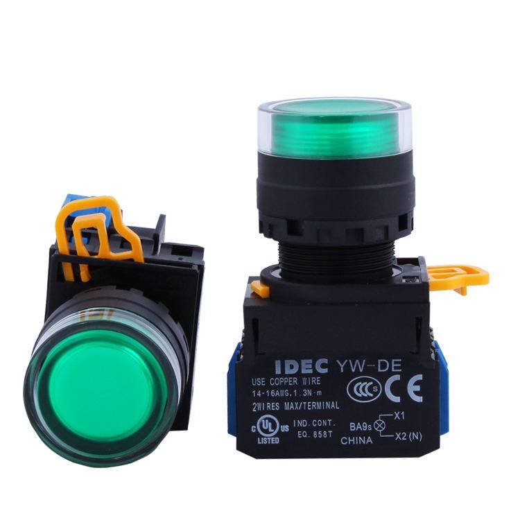 IDEC IZUMI 22mm Illuminated push switch YW1L-AF2E10Q4G R S W Self ...