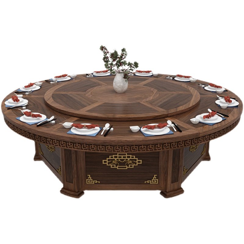 [USD 333.93] Electric dining table big round table with turntable 15 20 ...