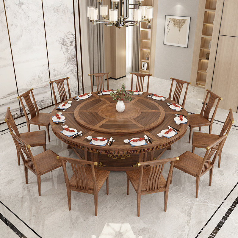 [USD 333.93] Electric dining table big round table with turntable 15 20 ...