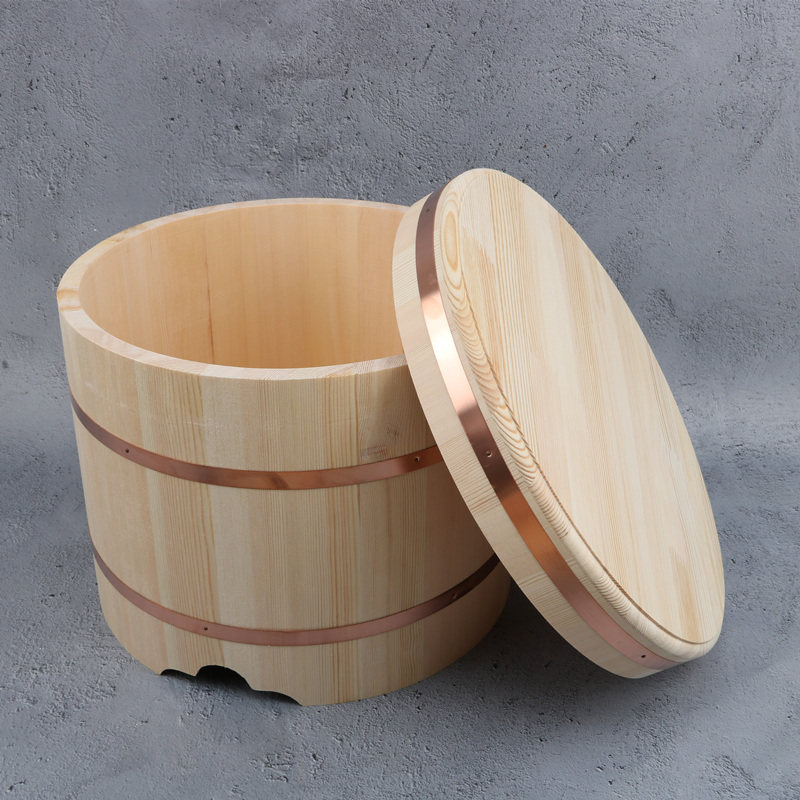 [USD 51.07] Japanese luxury wood sushi rice bucket copper-brim rice ...