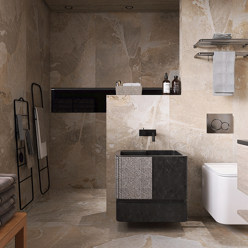 Anonymous volcanic rock pattern tiles matte wall and floor tiles villa ...