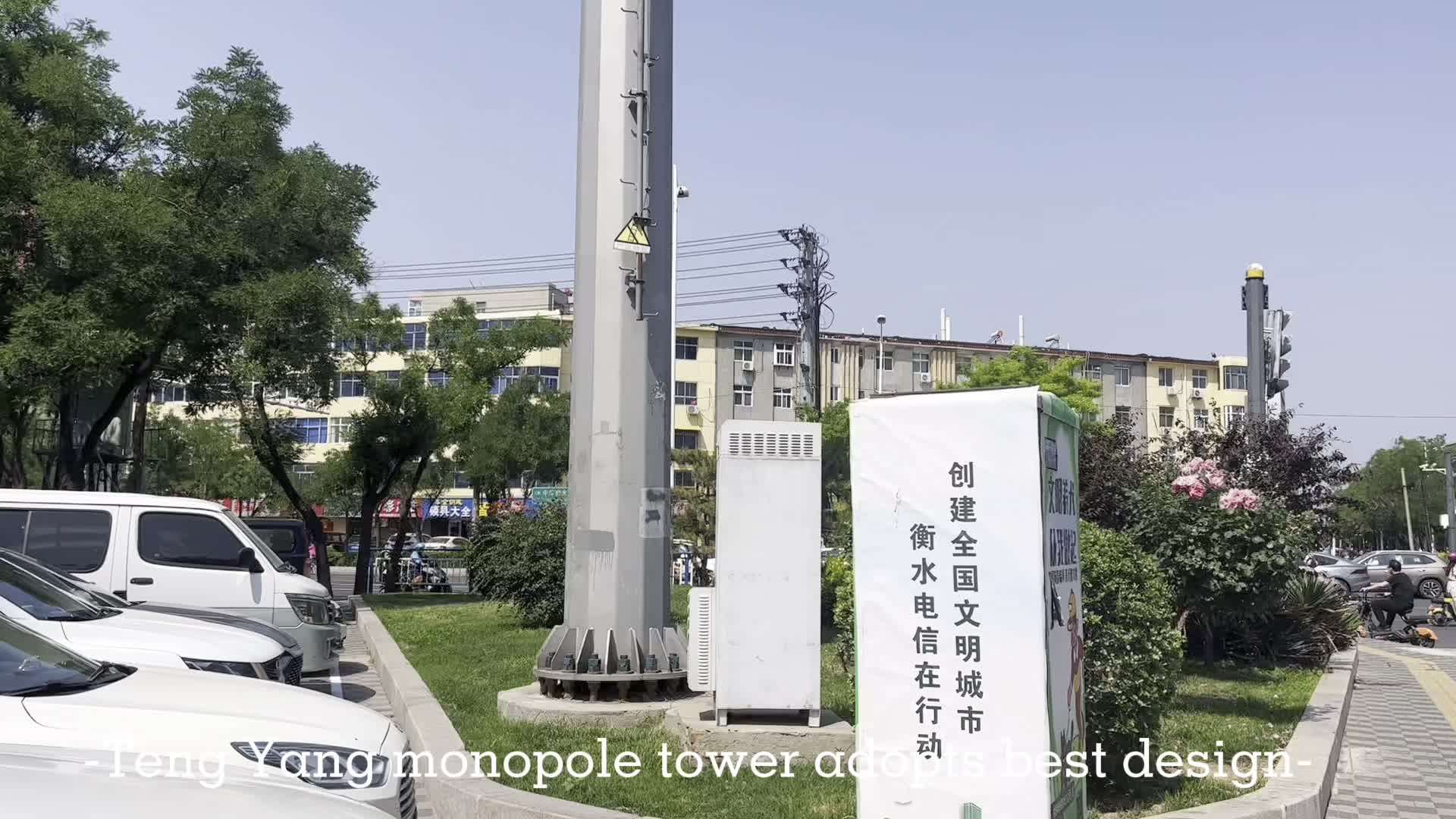 Galvanized Steel 30m Monopole Antenna Mast Tubular Construction Pylon ...