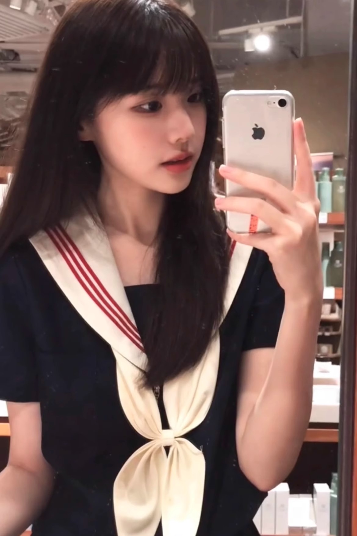 学院风甜美jk制服套装女夏季新款日系水手服短袖上衣百褶裙俩件套-Taobao Singapore