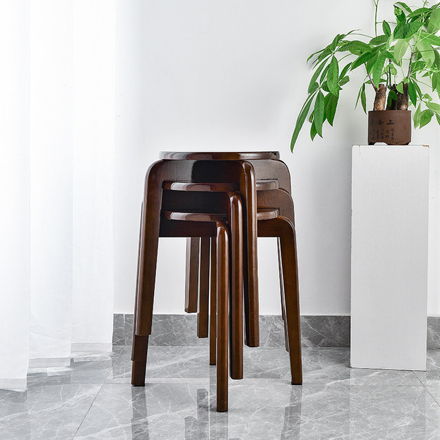 Living room solid wood round stool simple home stackable creative home ...