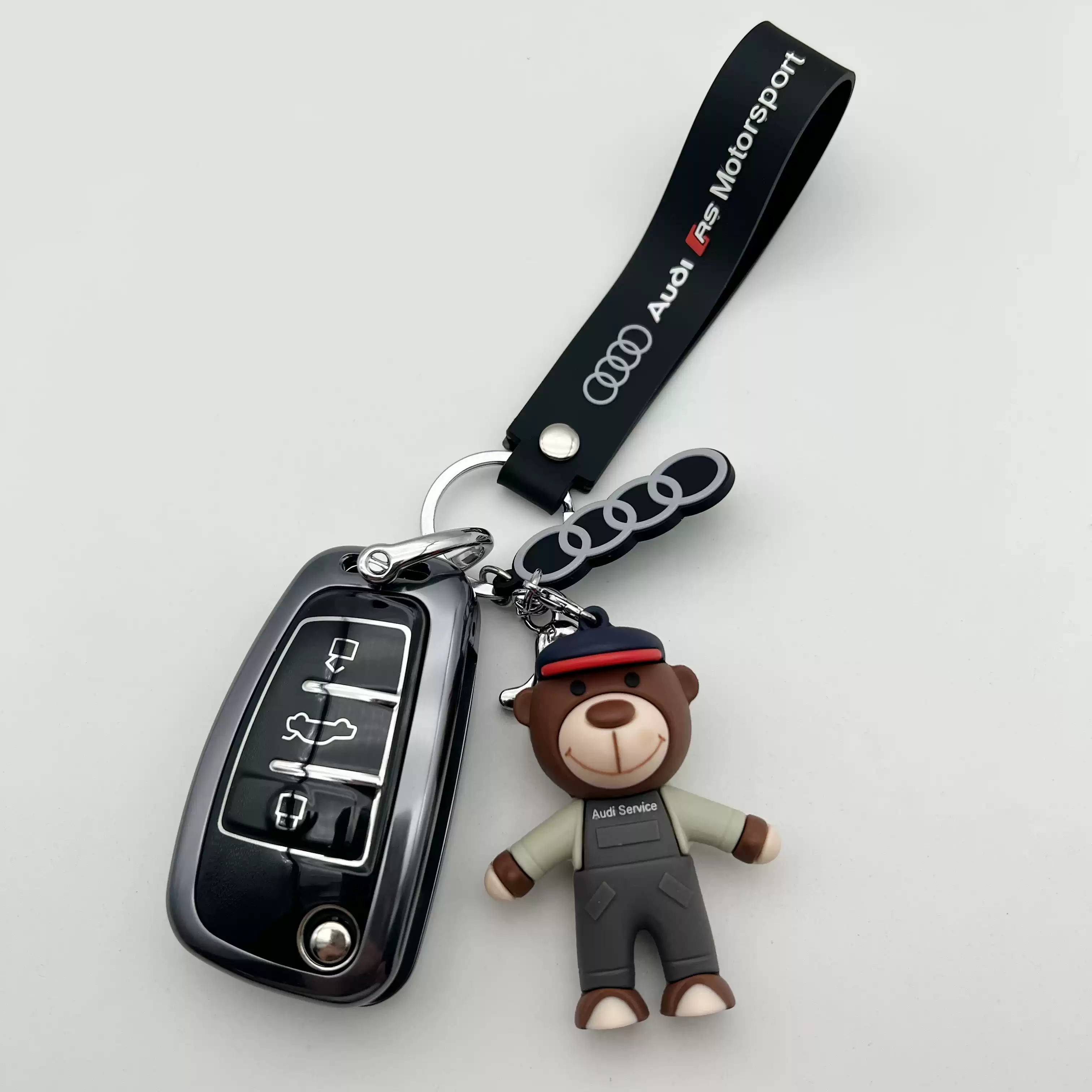 奥迪新A4L钥匙套A6L/A3/A5/A7包Q5L/Q3/Q7/Q6/tt车壳扣小熊可爱女