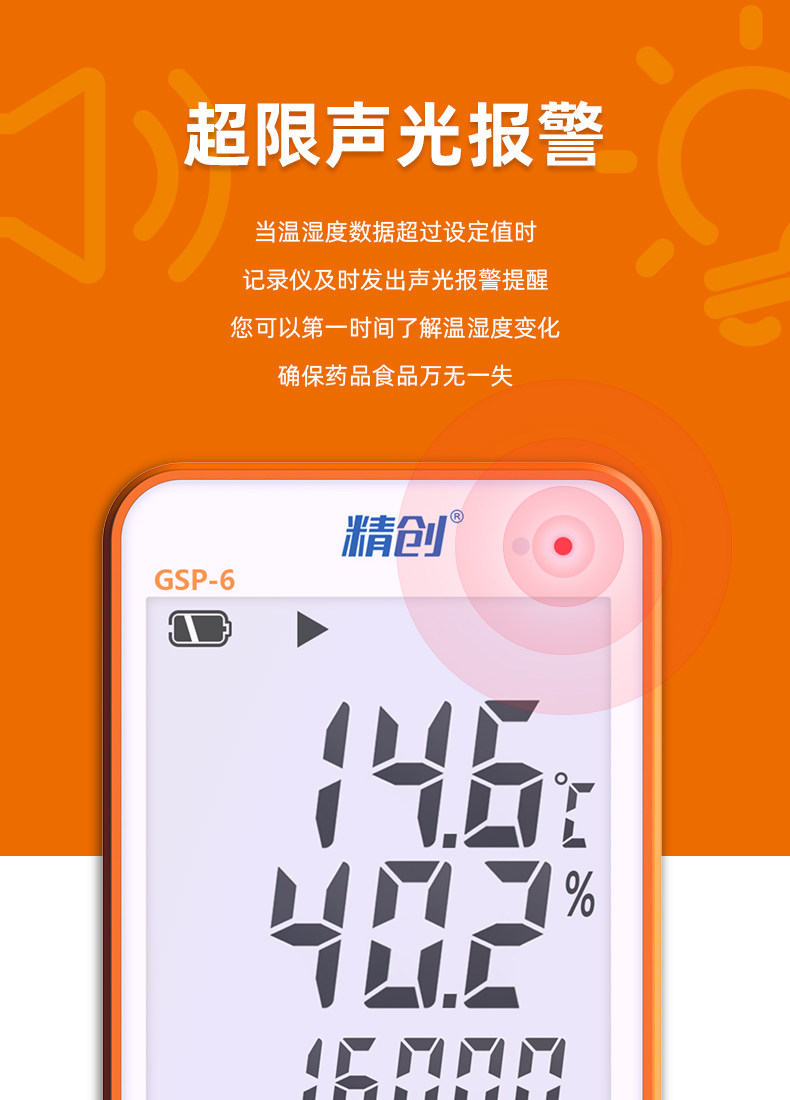精创GSP-6Pro温湿度记录仪gsp认证 gsp-6g温度计usb冷链蓝牙-阿里巴巴