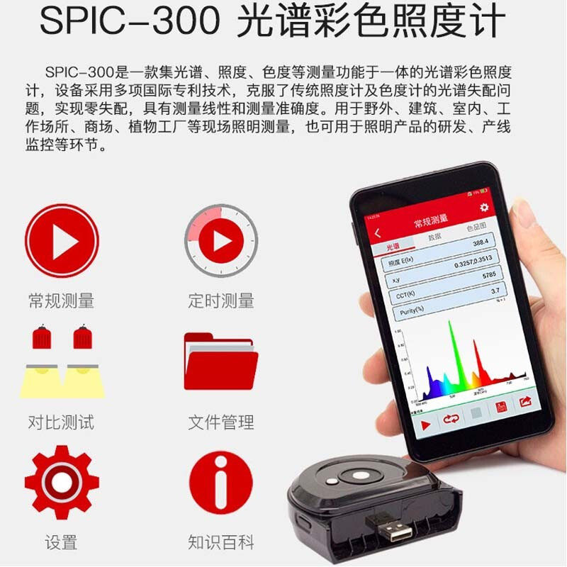 EVERFINE Far Side SPIC-300AW SPIC-200BW Spectral Color Illuminance Meter UV Lux Meter