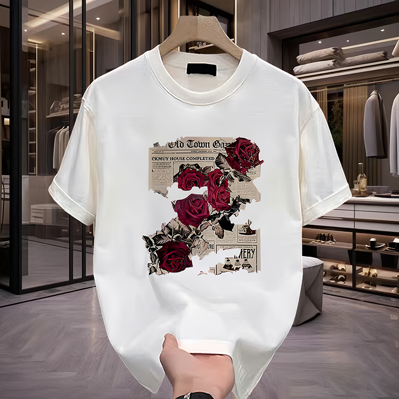 特大码300斤美式痞帅重磅纯棉印花短袖T恤男女欧美ins潮牌宽松tee-Taobao