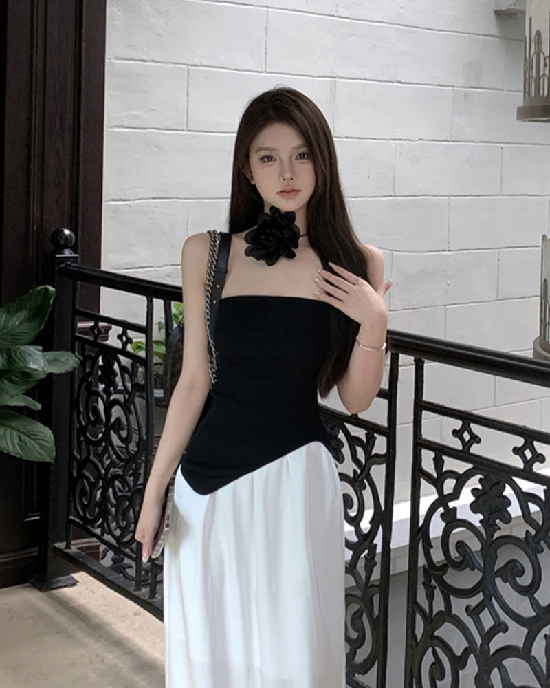 Hot Girl Black Low-neck Tube Top Women’s Spring Clothing Irregular ...