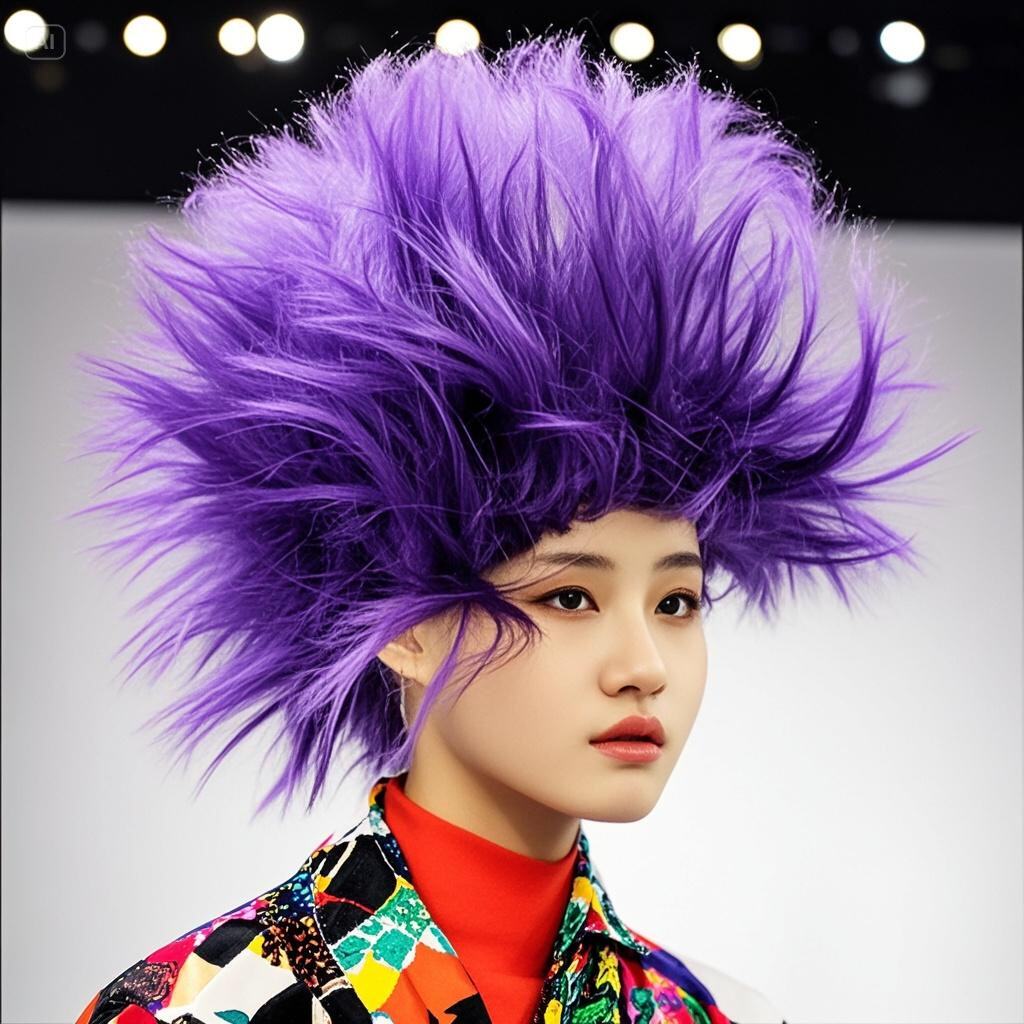 Colorful explosion wig, fluffy vertical hair, funny headgear, big ...