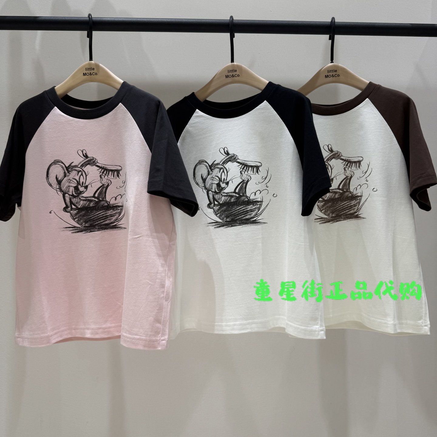 little moco專櫃正品25年秋男女童印花撞色短袖T恤KBE3TEE008