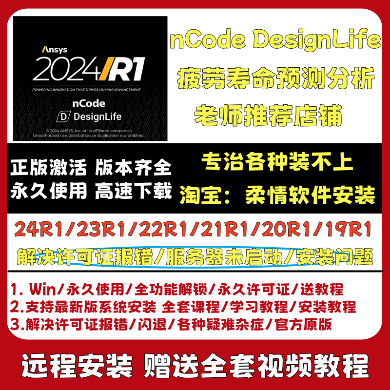 ANSYS 2024 R1 nCode DesignLife 疲劳寿命预测分析软件 win系统