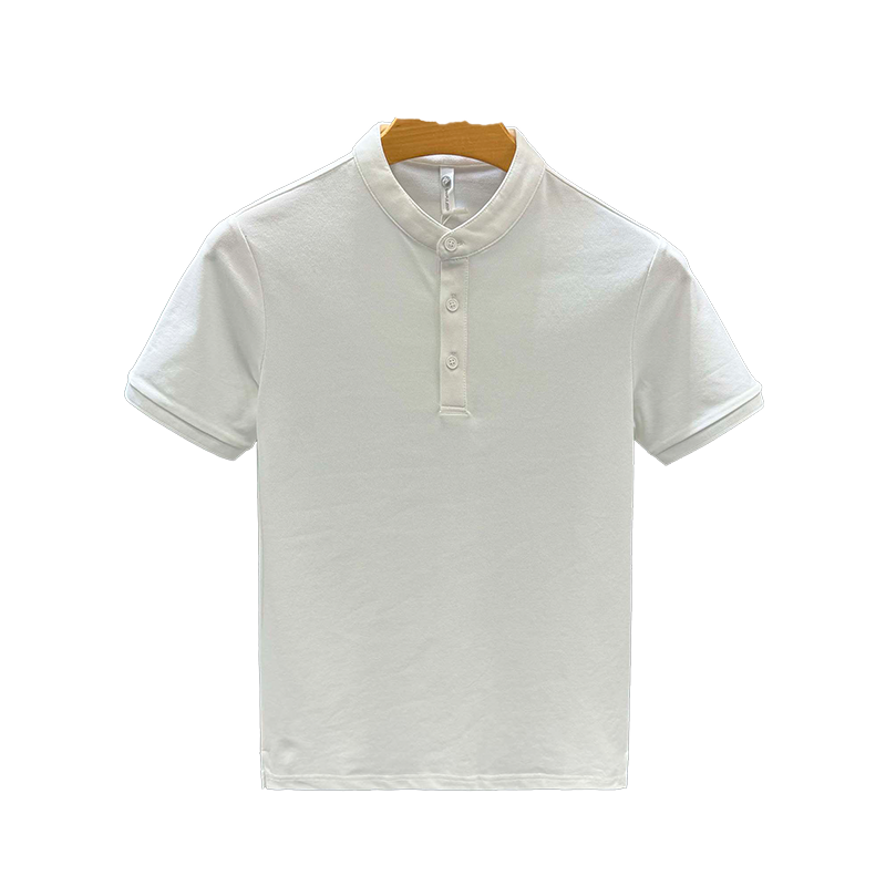 男士白色立領短袖PoIo衫夏季新款簡約百搭T恤個性痞帥半袖上衣服t-Taobao