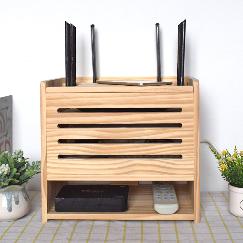 Desktop Wireless Router STORAGE BOX SOLID WOOD WIFI SET-TOP BOX SUB ...