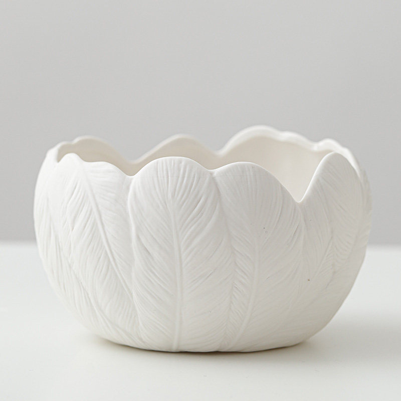 Buy European ceramic creative white feather large diameter hydroponic ...