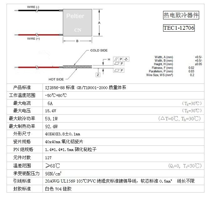 全新半导体制冷片 TEC1-12706/12703/12705/12709/1 2710/12715-阿里巴巴