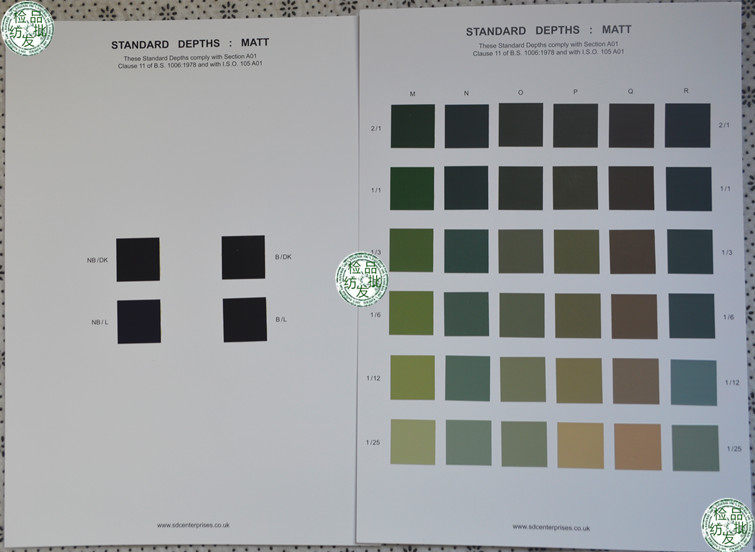 SDC Standard Depths SDC Standard color depth card SDC Color card SDC ...