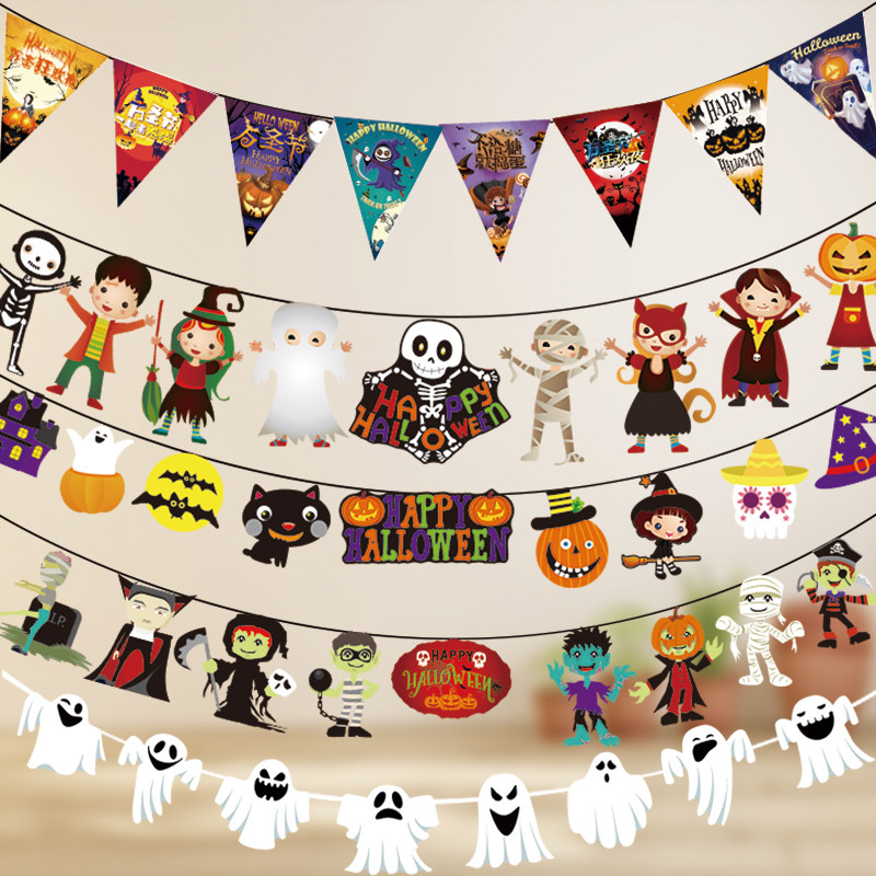 Halloween flag hanging decorations store decorations pull flags string ...