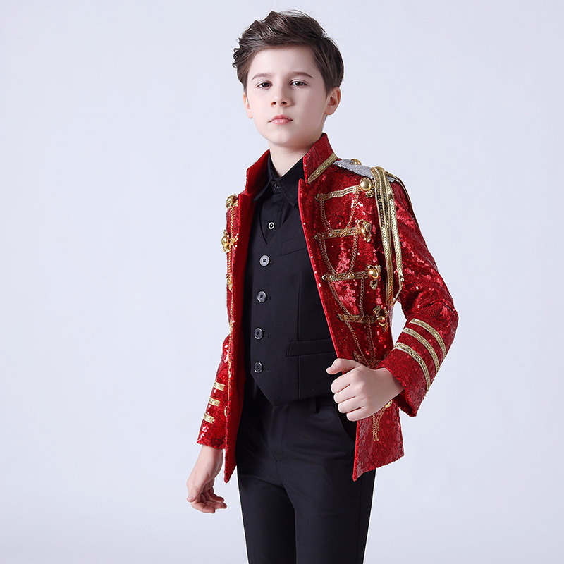 Boy's jazz dance sequin coats chorus host singer performance jacket ...